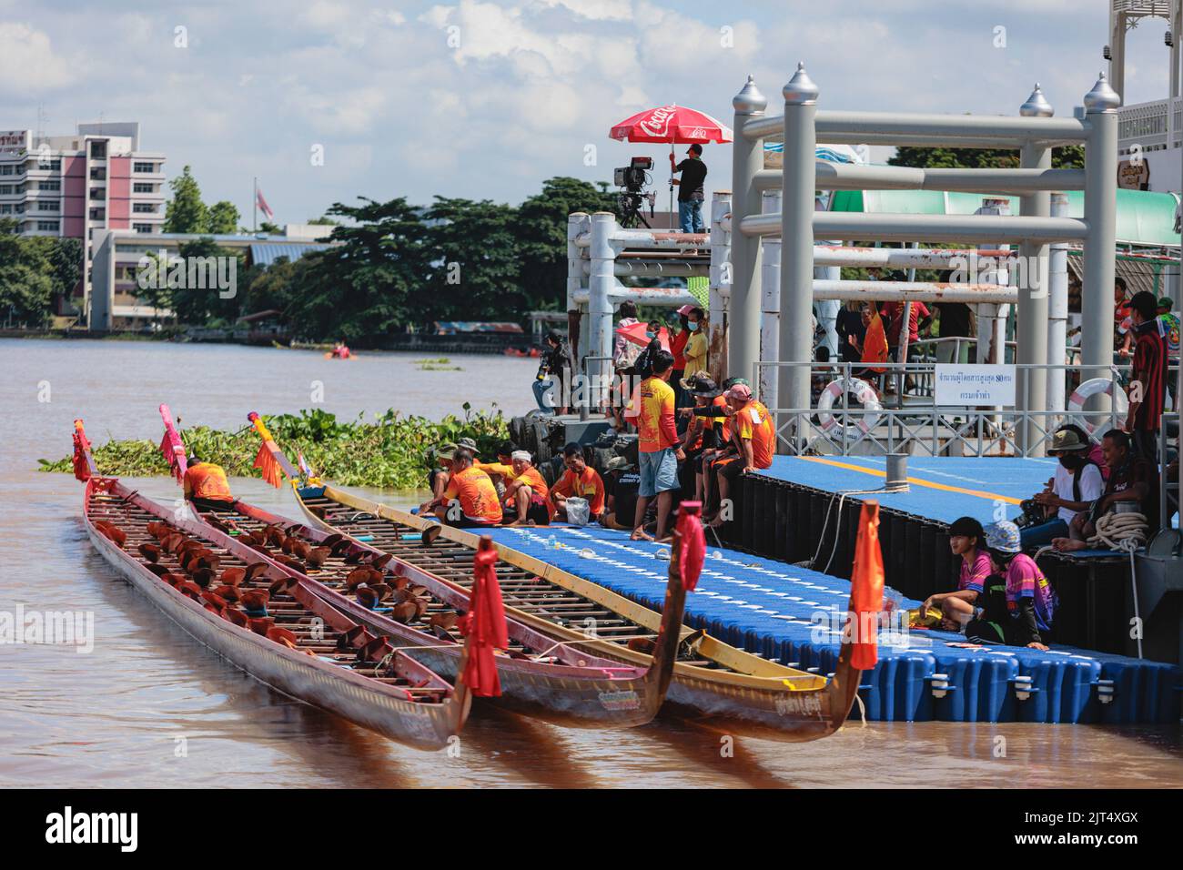 Nonthaburi, Thailand. 28th Aug, 2022. Long boats seen during the ...