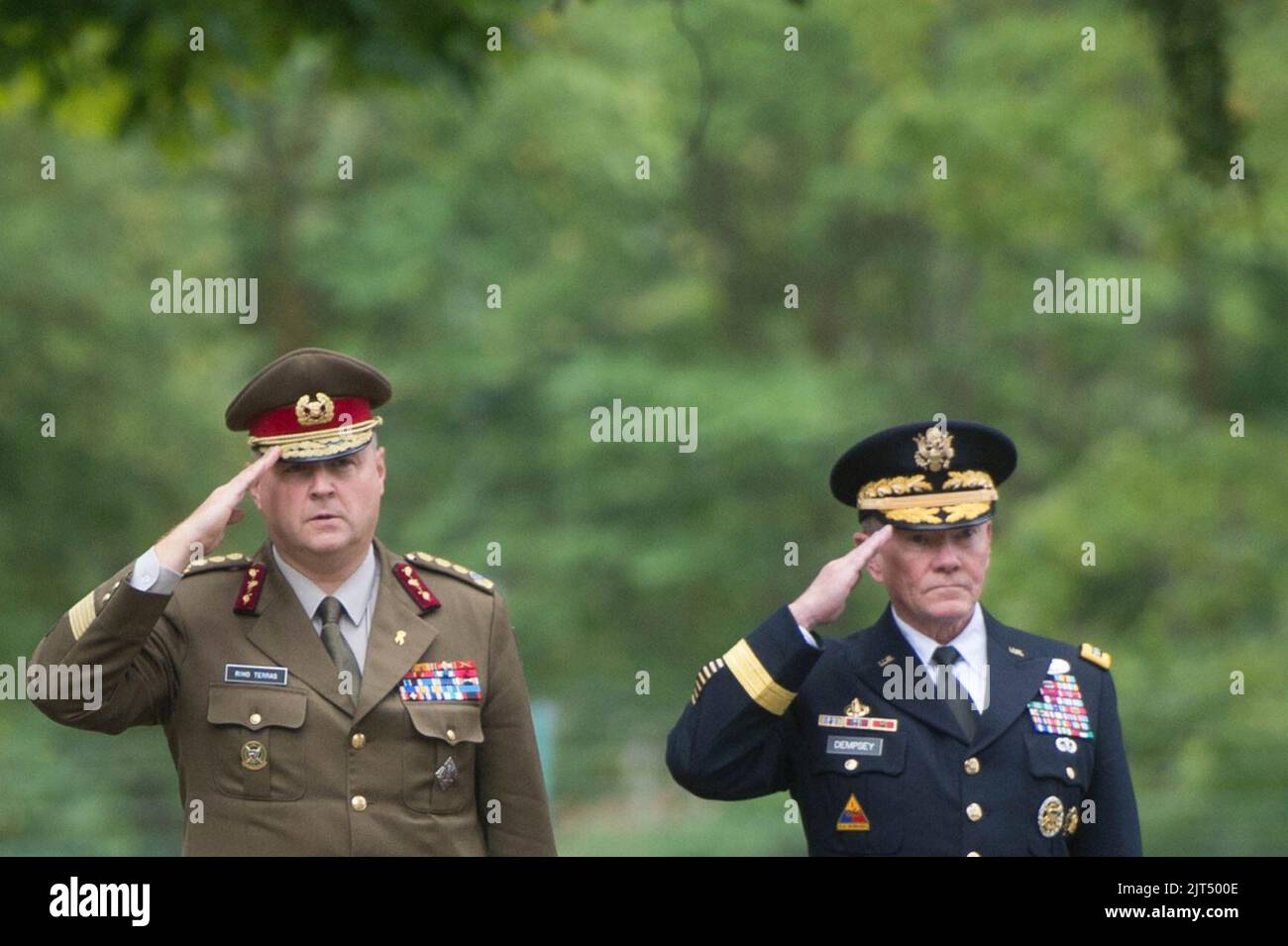 U.S. Gen. Martin E. Dempsey and Estonian Lt. Gen. Riho Terras Stock ...