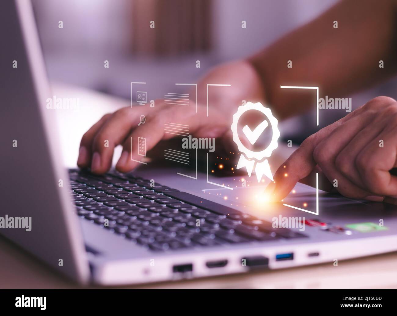 businessman working with sign of the top service Quality assurance ...