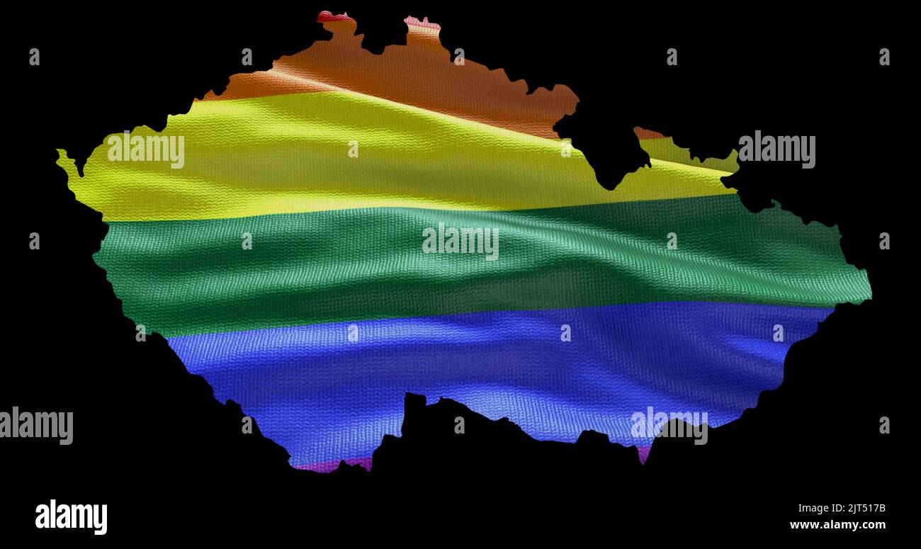 Czech Republic country territory outline shape with LGBT rainbow flag ...