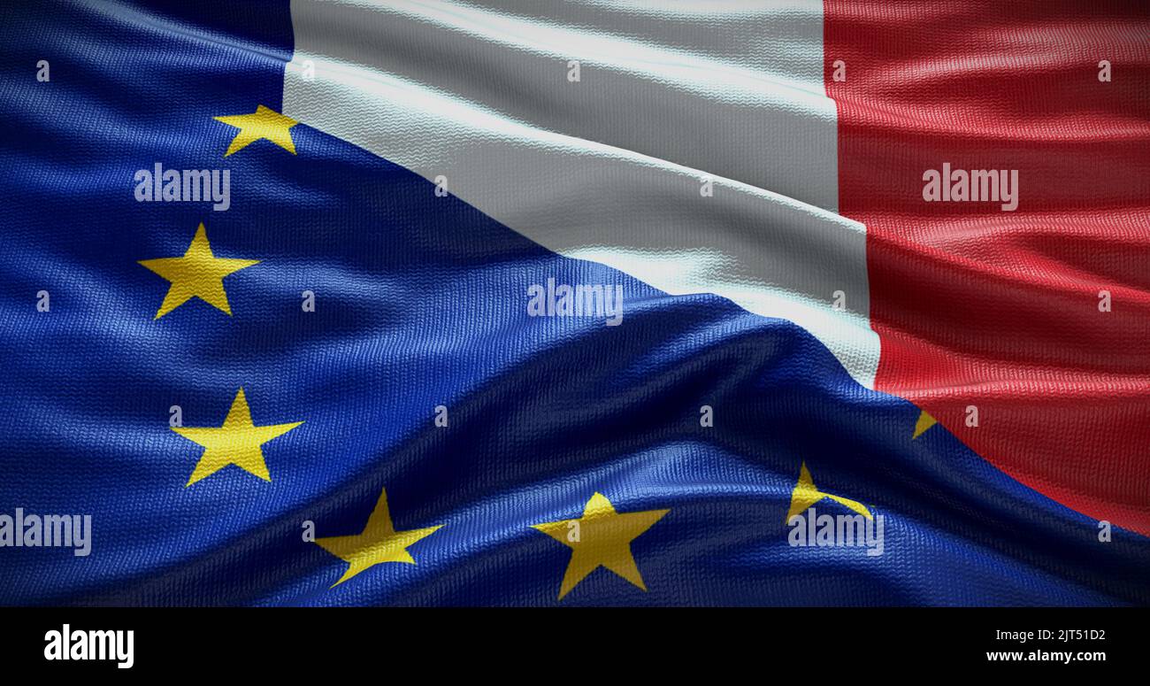 France and European Union flag background. Relationship between country ...