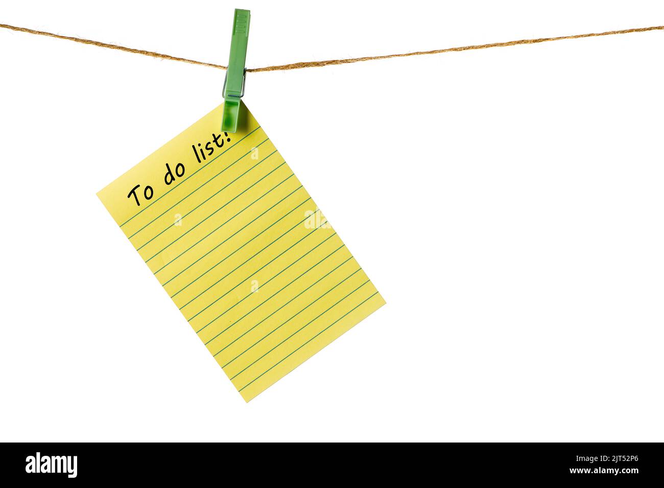 New Year New Goals. Yellow Sticky Note Paper on a clothesline isolated ...