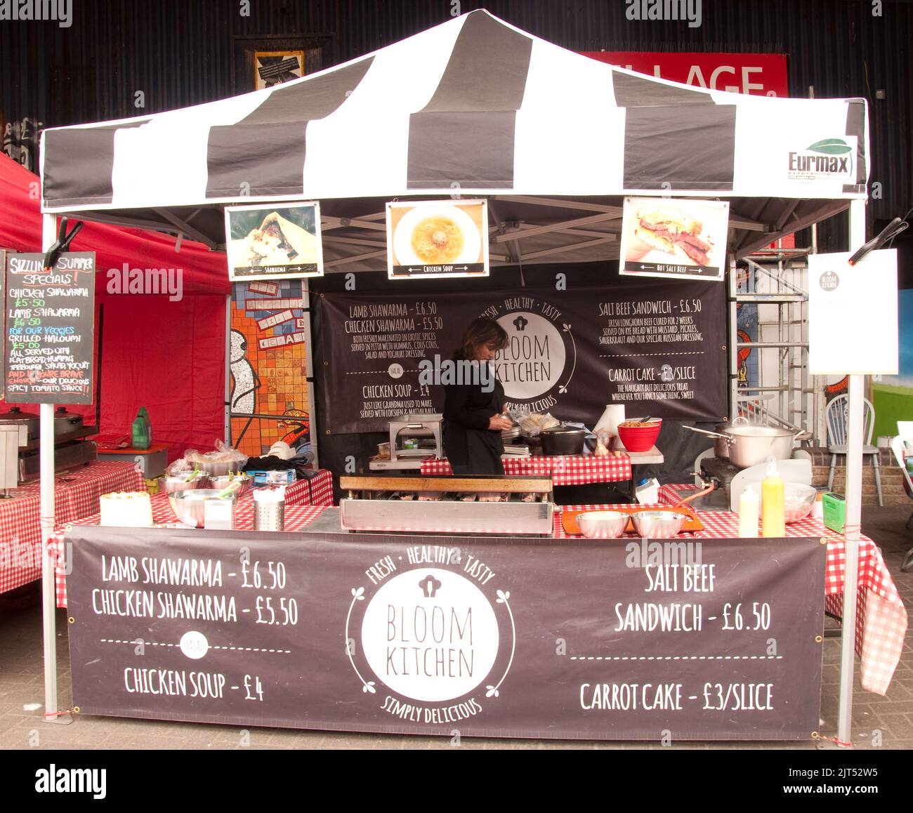 Sign, Food Stall, Food Court, Portobello Road Market, London, UK ...