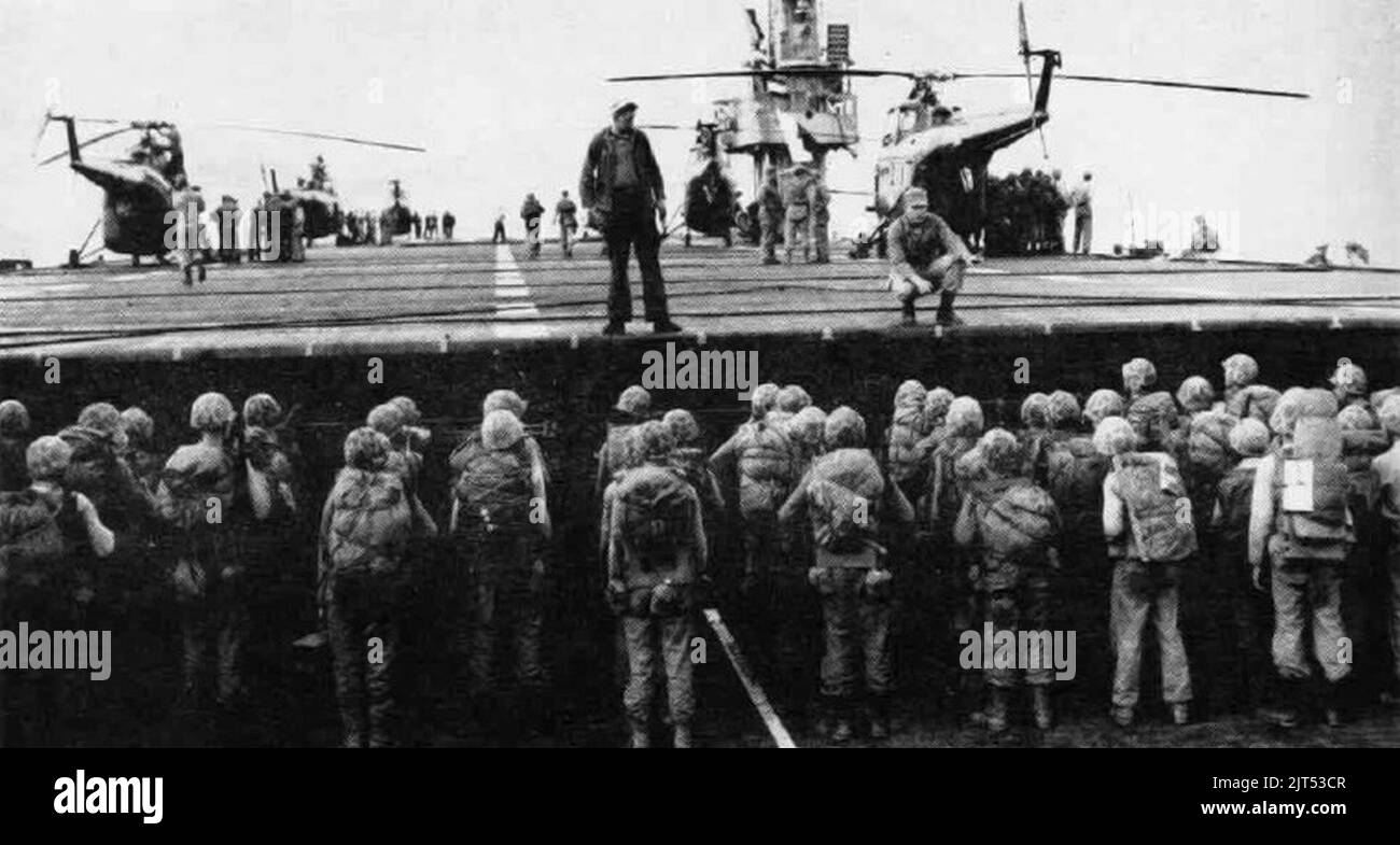 U.S. Marines aboard USS Sicily (CVE-118) off Korea, in September 1952 ...