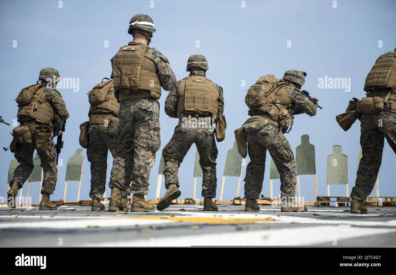 U.S. Marines assigned to Battalion Landing Team, 2nd Battalion, 5th ...