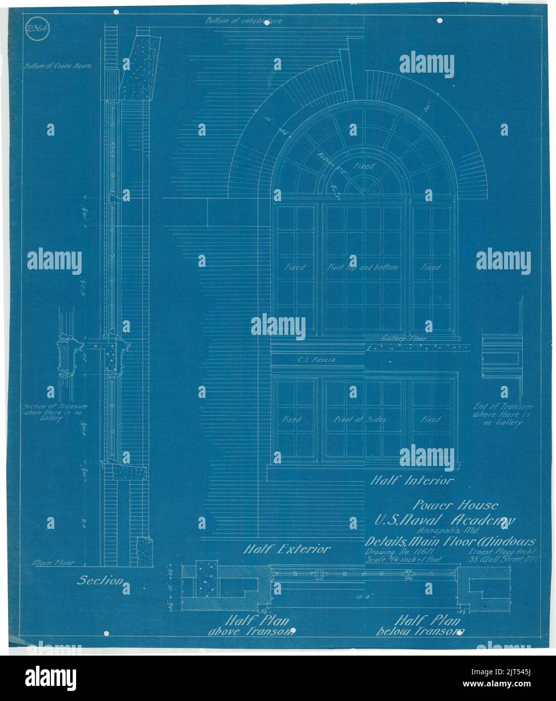 U.S. Naval Academy Building- Power House, Details, Main Floor Windows ...