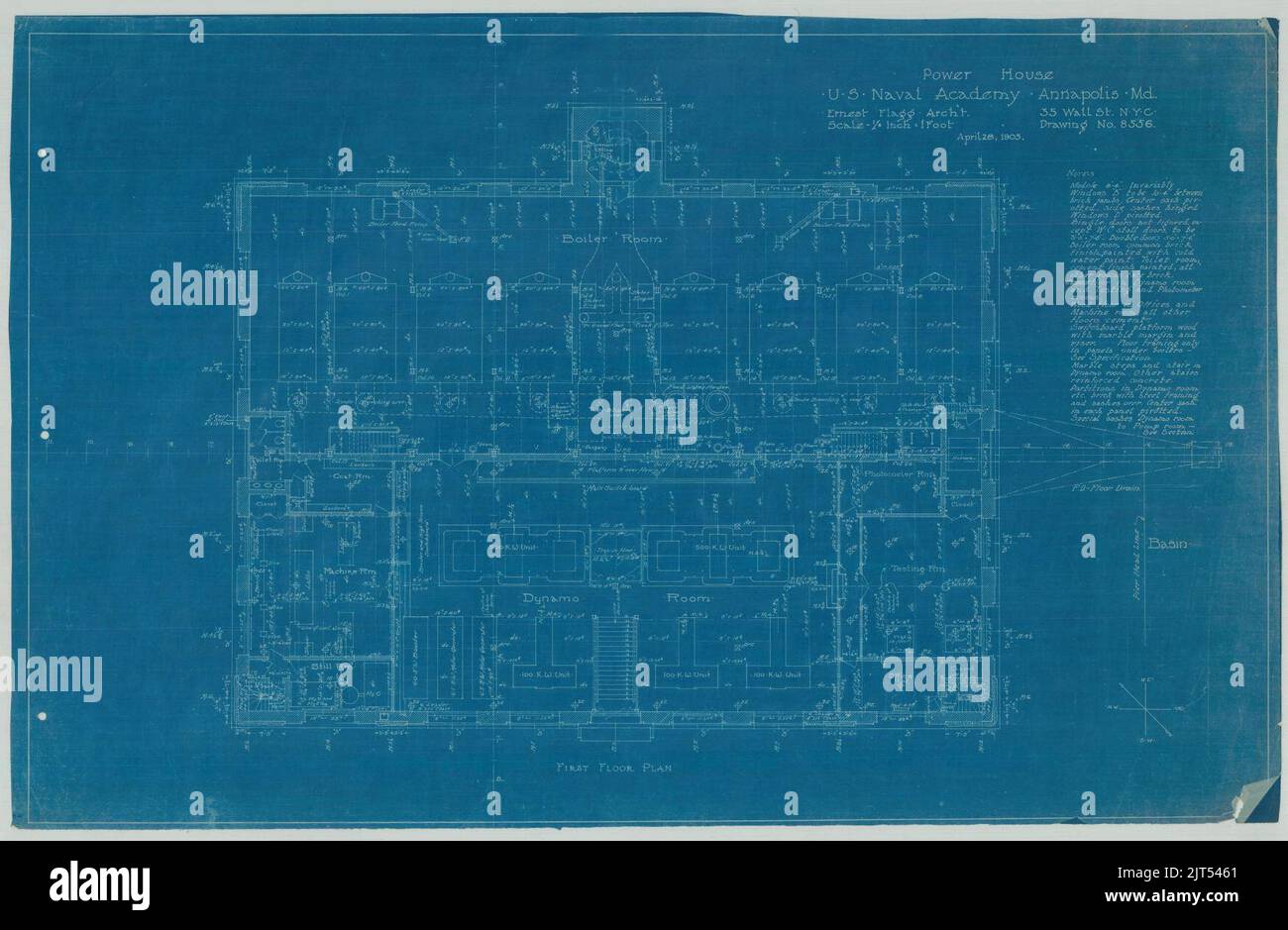 U.S. Naval Academy Building- Power House, First Floor Plan Stock Photo ...