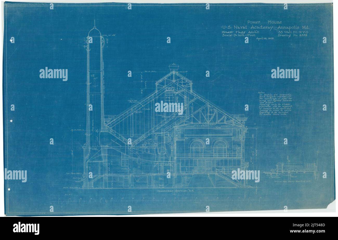 U.S. Naval Academy Building- Power House, Transverse Section ''A - A ...