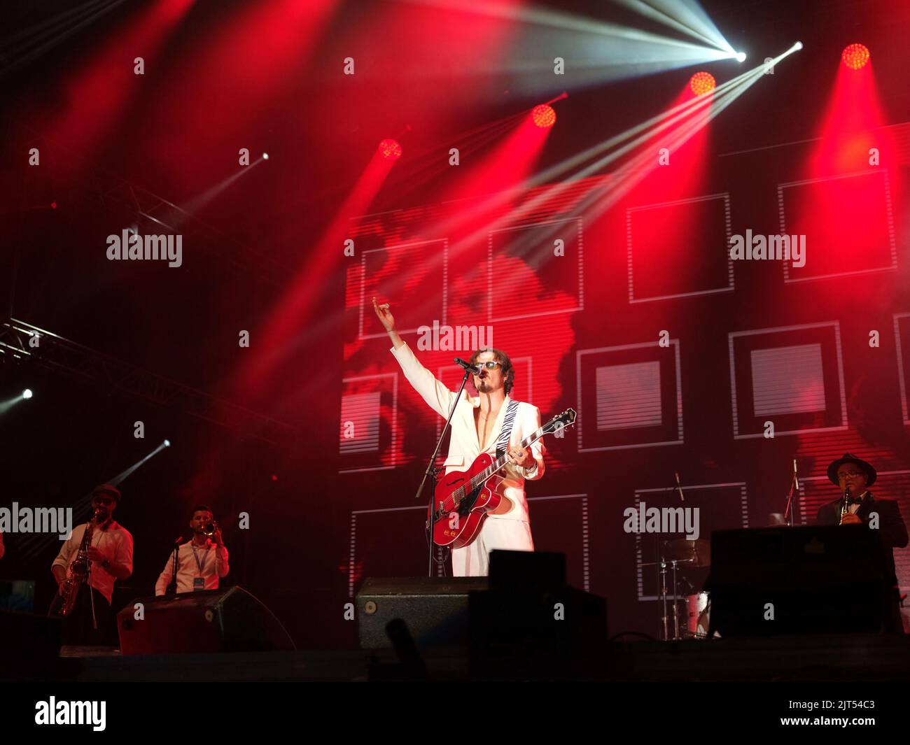 Dren Abazi performing during the Sunny Hill Festival 2022 on August 26 ...