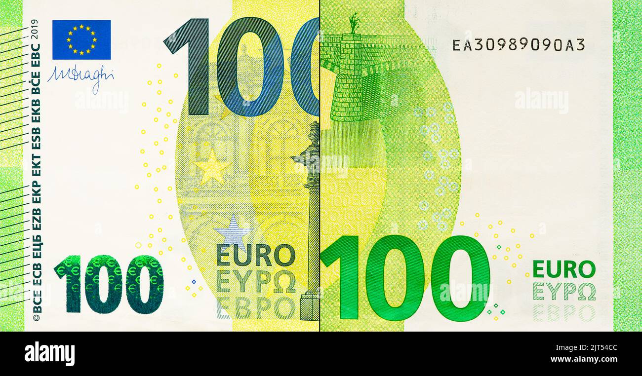 One hundred Euro bill. 100 euro banknote. The euro is the official ...
