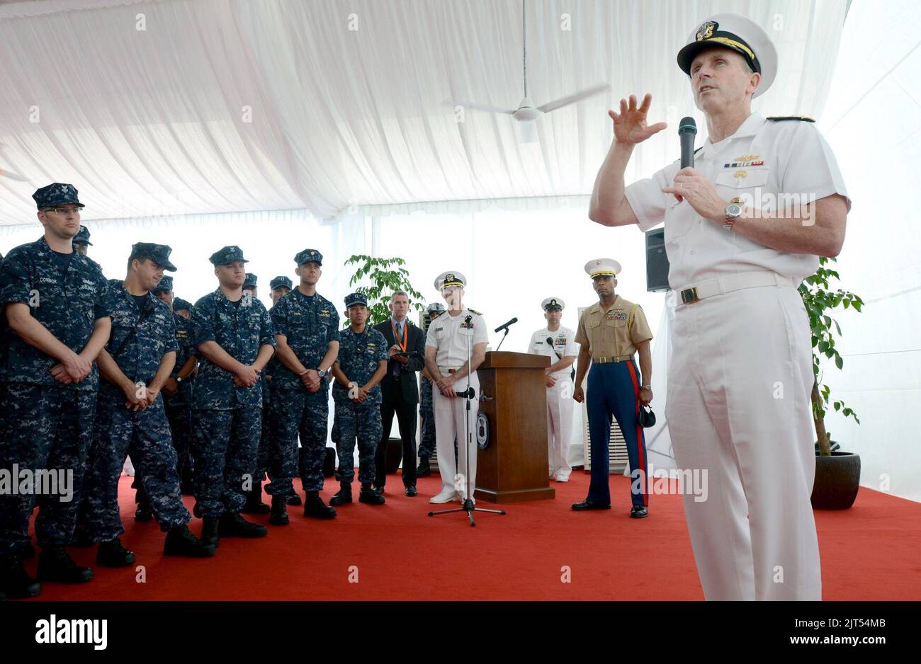 U.S. Navy Adm. Jonathan Greenert, right, the chief of naval operations ...