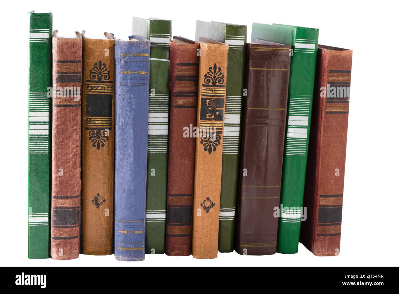 Stack of old books isolated on white background. Library shelf. The ...