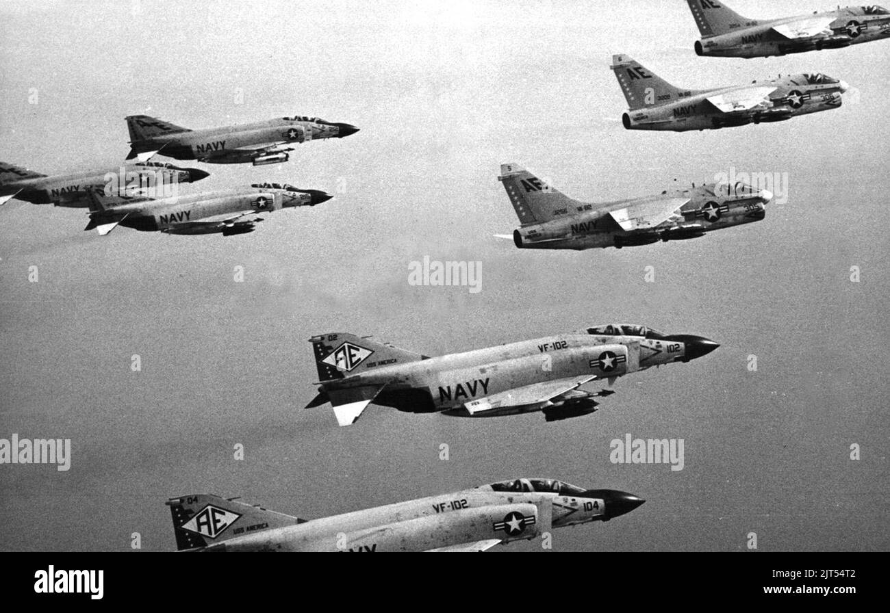 U.S. Navy aircraft from Attack Carrier Air Wing 6 in flight during a ...