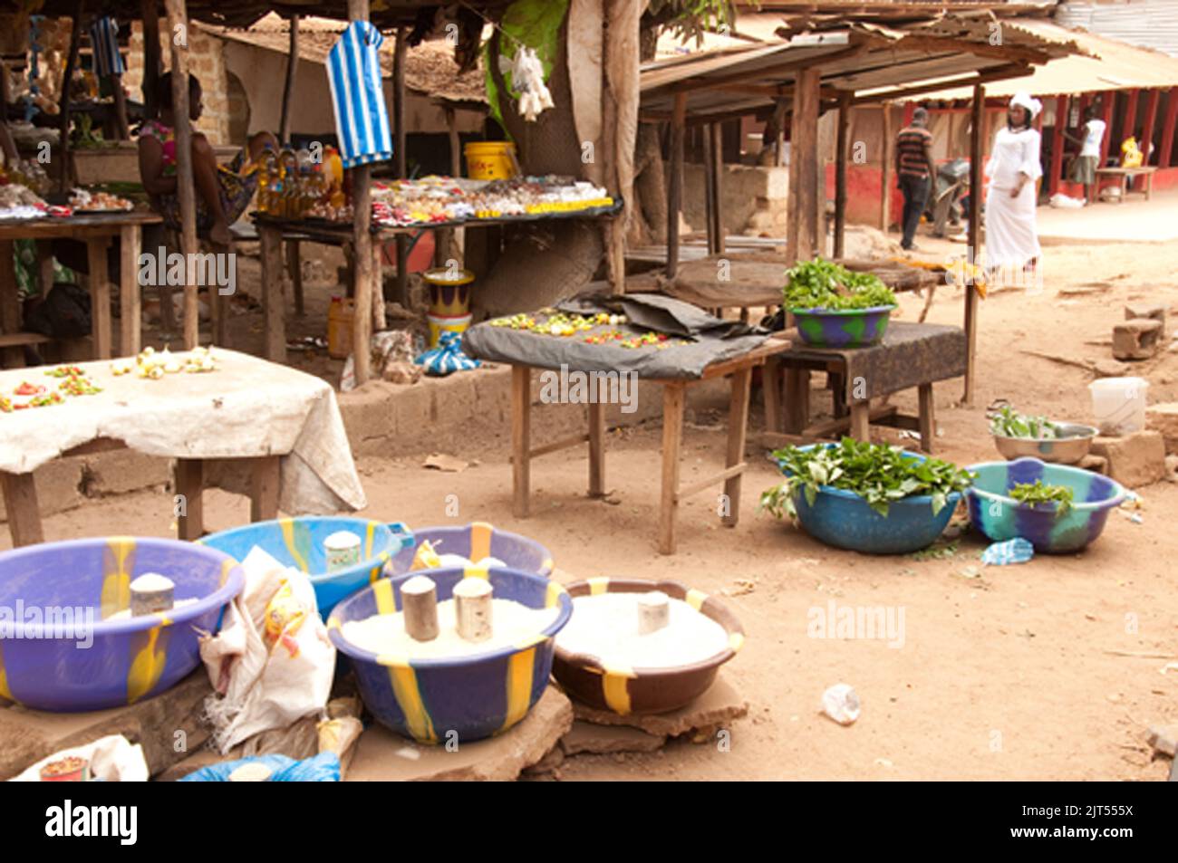 Stalls, Gbanga Market, Gbanga, Lofa County, Liberia, Africa. Gbanga is ...