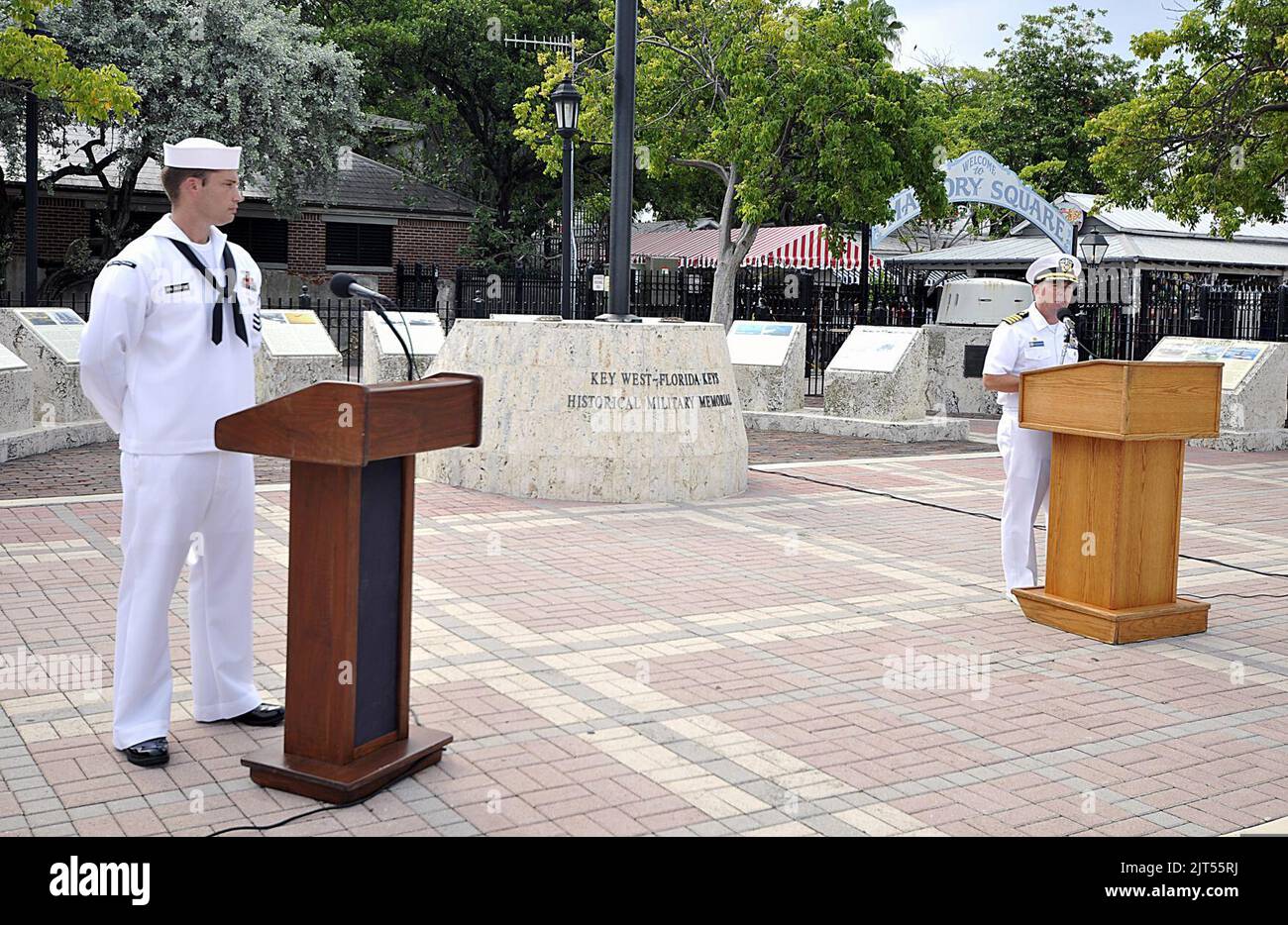 U.S. Navy Chief (Select) Operations Specialist left, introduces Capt ...