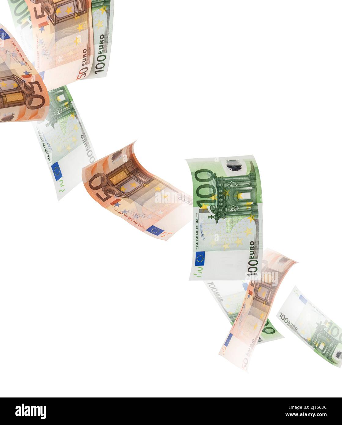 flying banknotes in front of a white background Stock Photo - Alamy