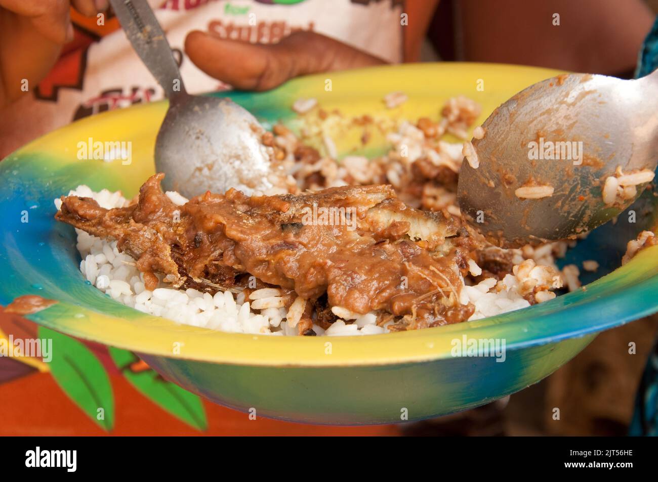 Rice and fish, Gbanga Market, Gbanga, Lofa County, Liberia, Africa ...