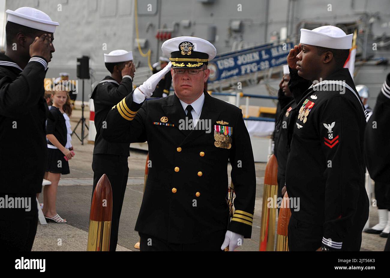 U.S. Navy Cmdr. Richard Meyer, the commanding officer of the guided ...