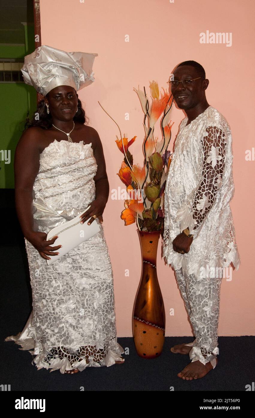 Newly married couple in traditional bridal clothes, Monrovia, Liberia ...