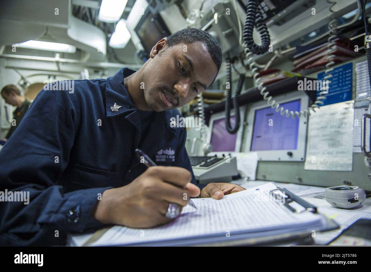 U.S. Navy Electrician's Mate 2nd Class assigned to the guided missile ...