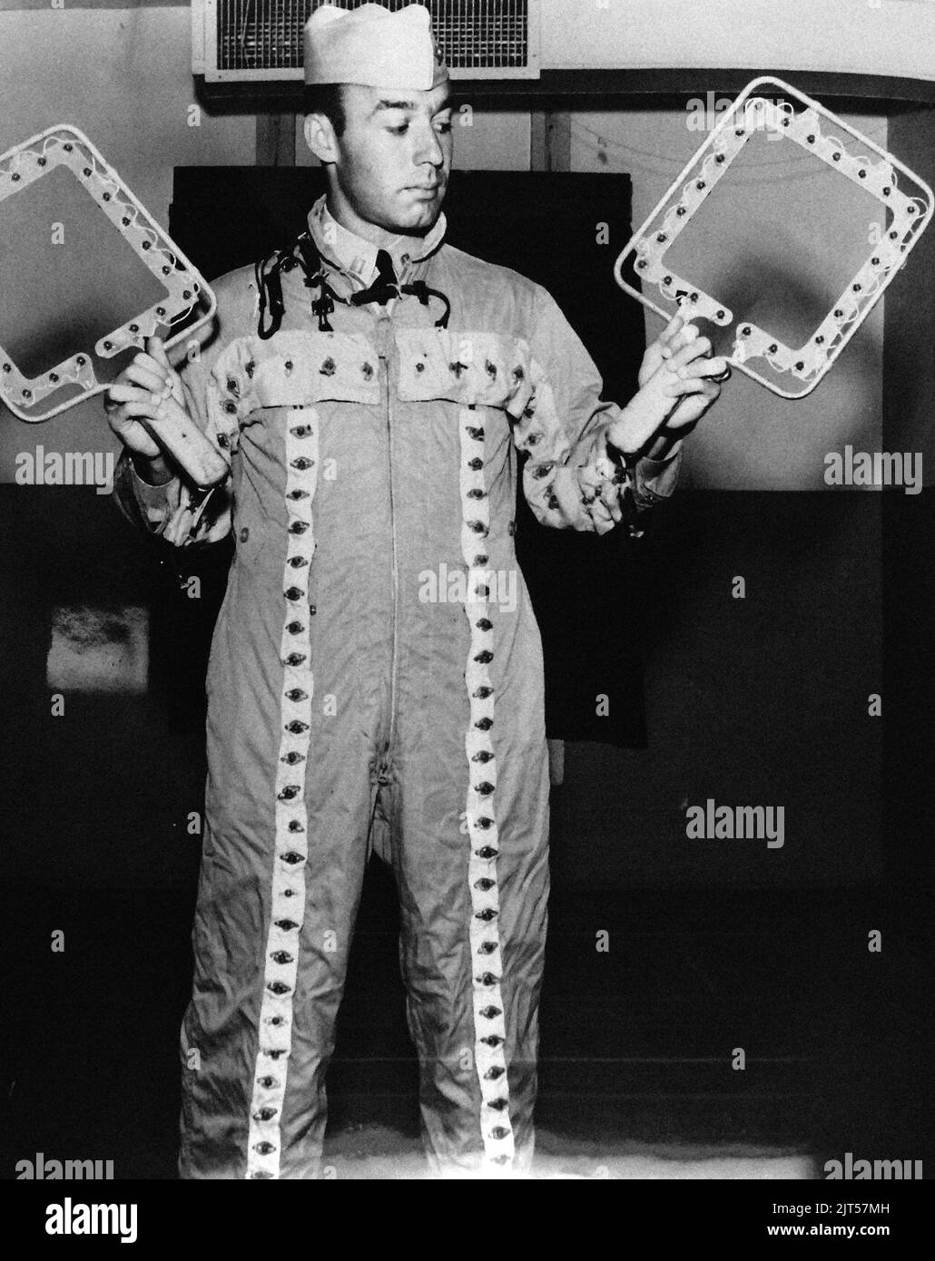 U.S. Navy improved night suit for Landing Signal Officers, in 1953 (USN ...
