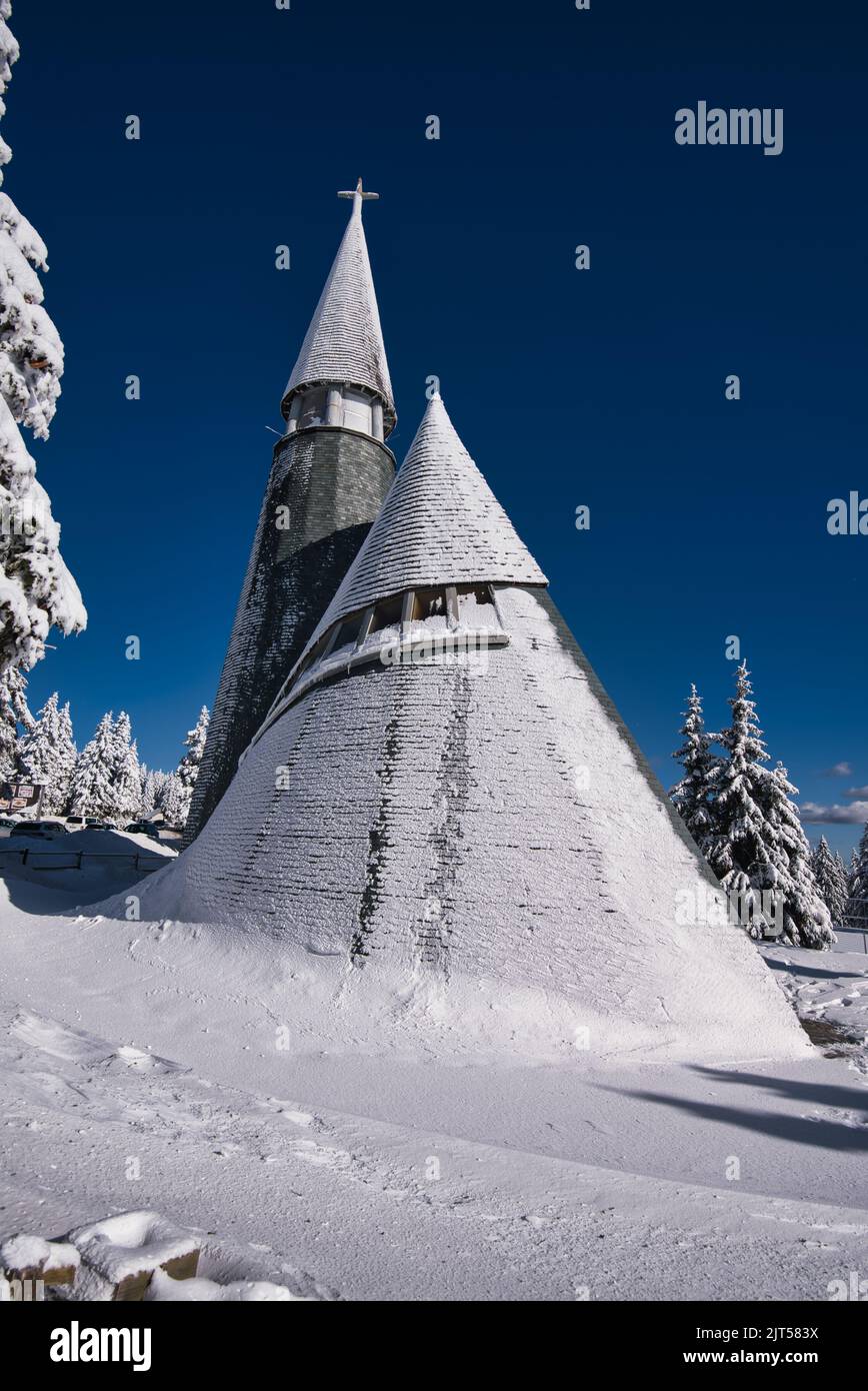 Church at ski resort at winter time Stock Photo - Alamy