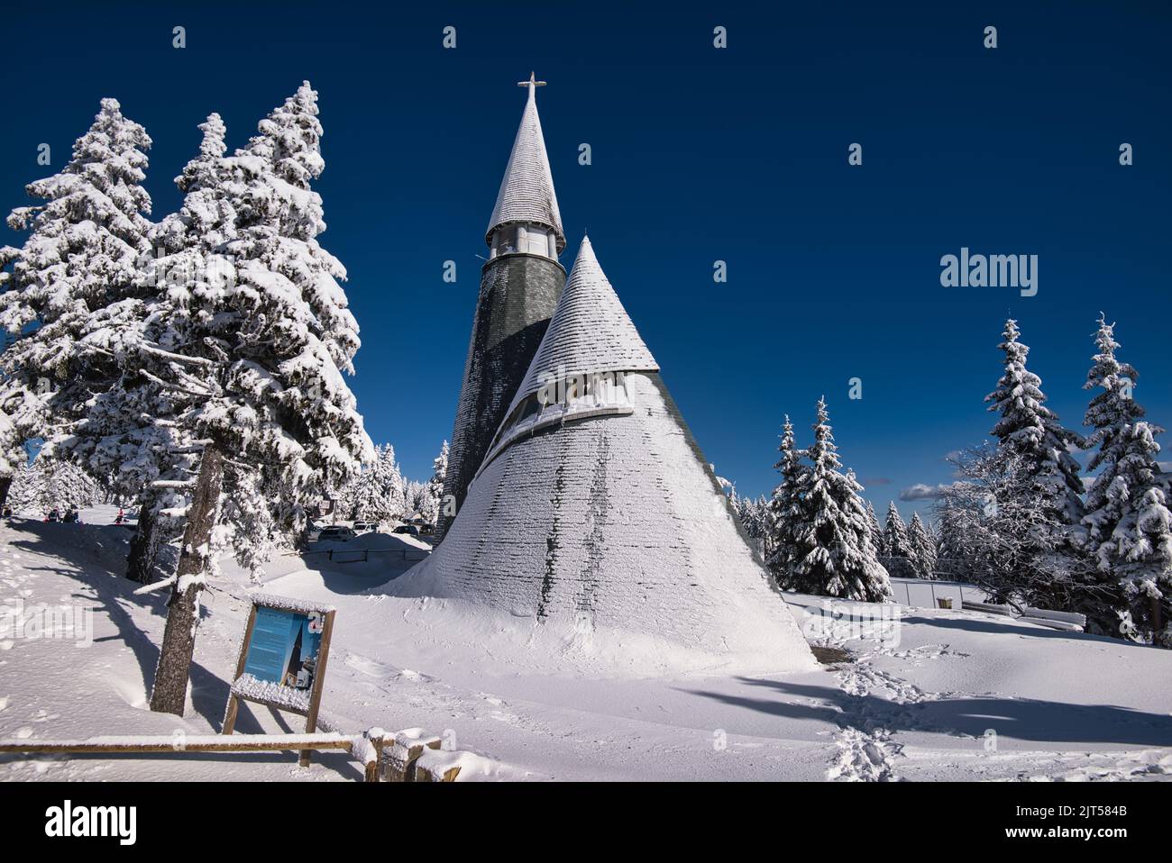 Church at ski resort at winter time Stock Photo - Alamy