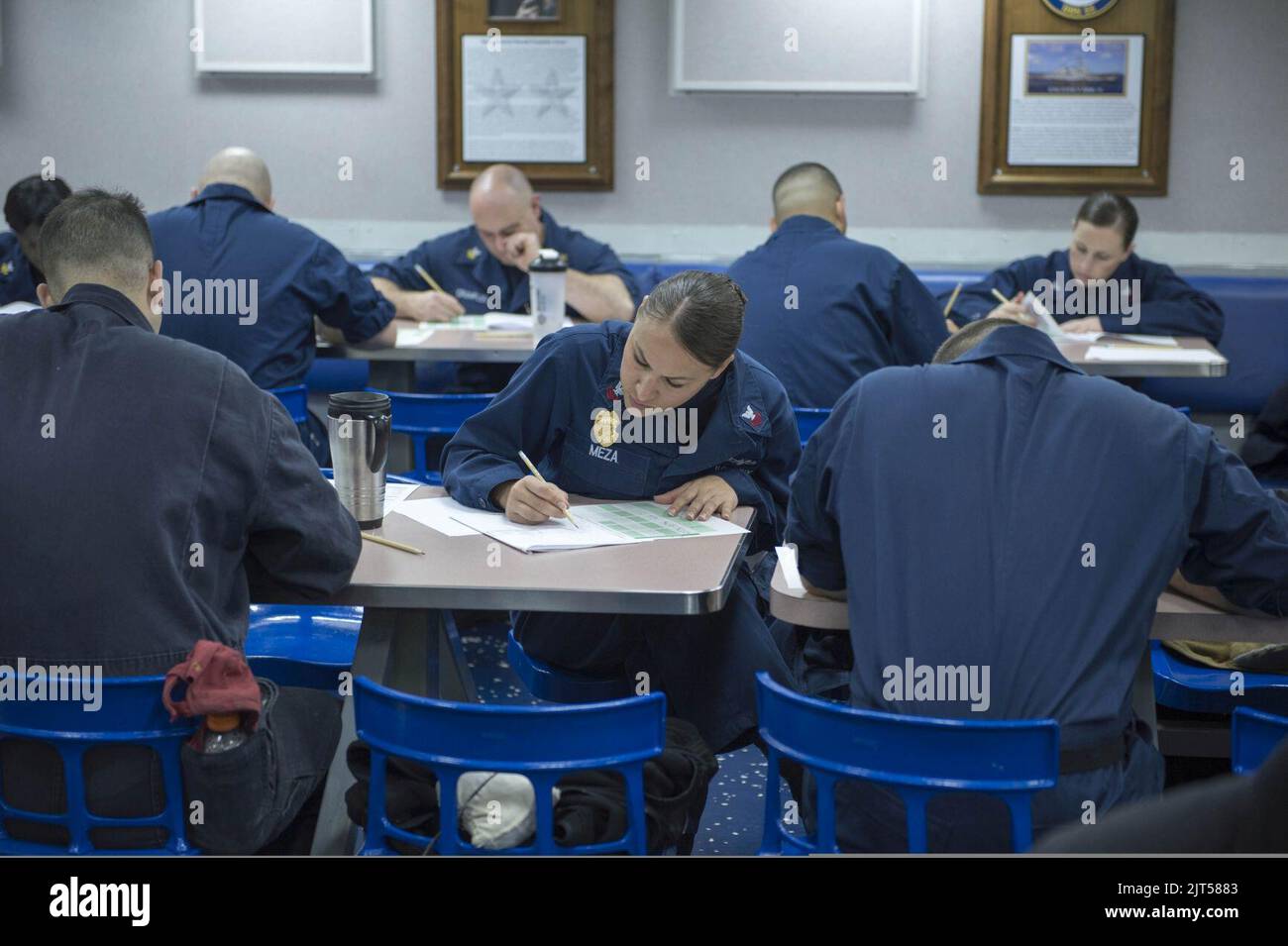 U.S. Navy Master-at-Arms 1st Class takes the chief petty officer exam ...