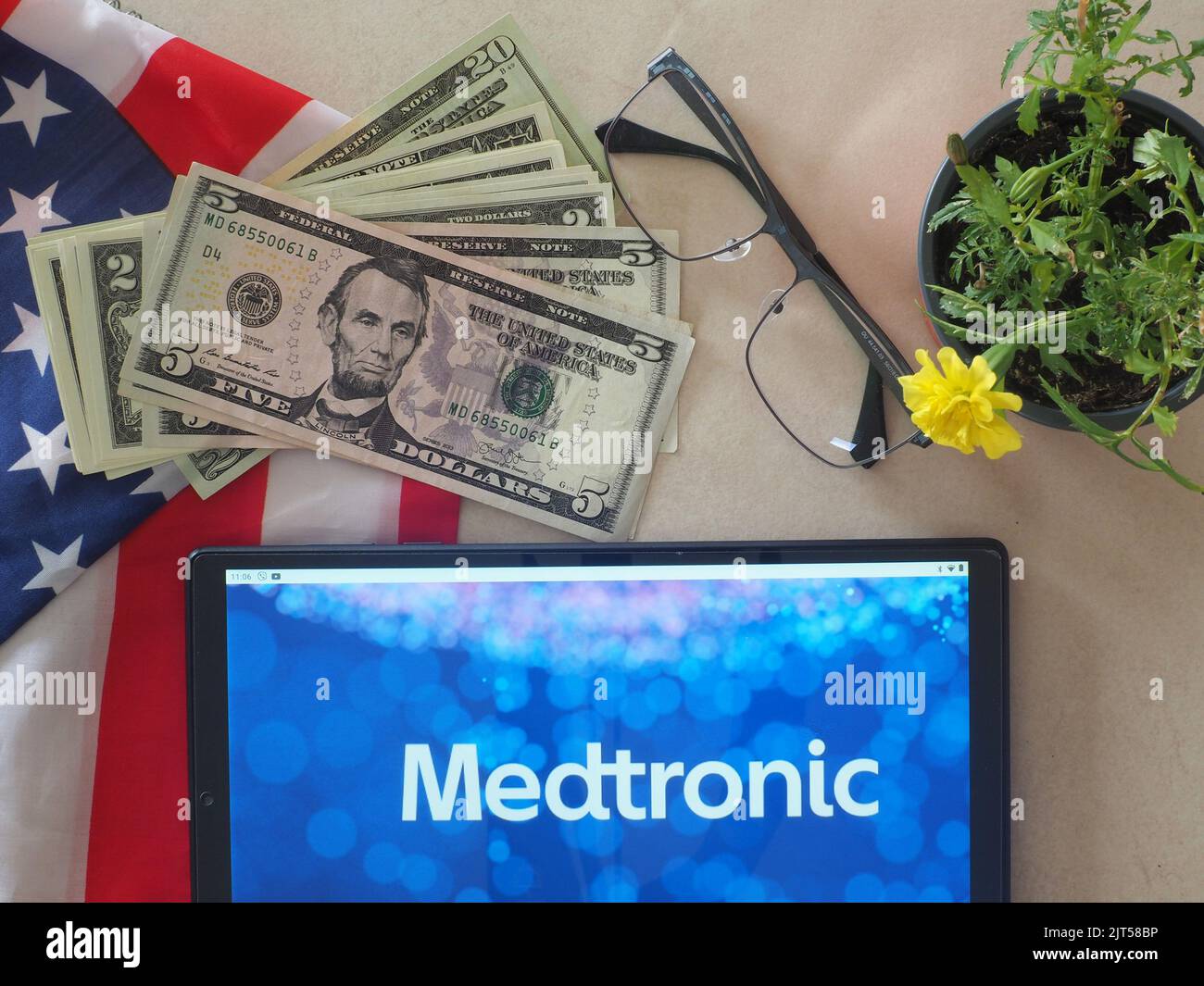 In this photo illustration, Medtronic plc logo seen displayed on a ...