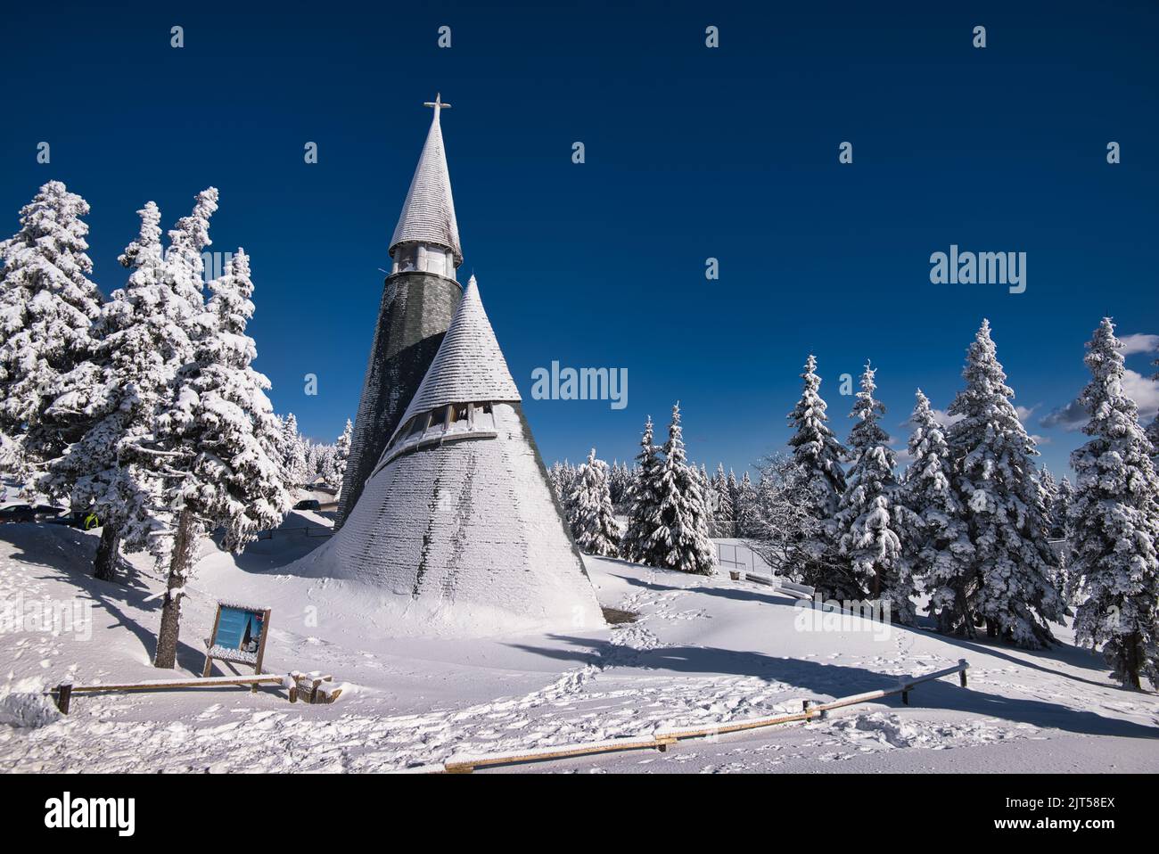 Church at ski resort at winter time Stock Photo - Alamy