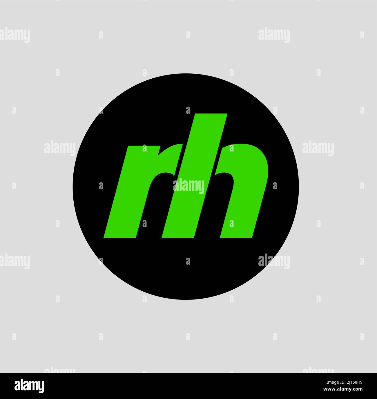 The RH company name initial letters monogram on dark grey round shape ... The RH company name initial letters monogram on dark grey round shape ...