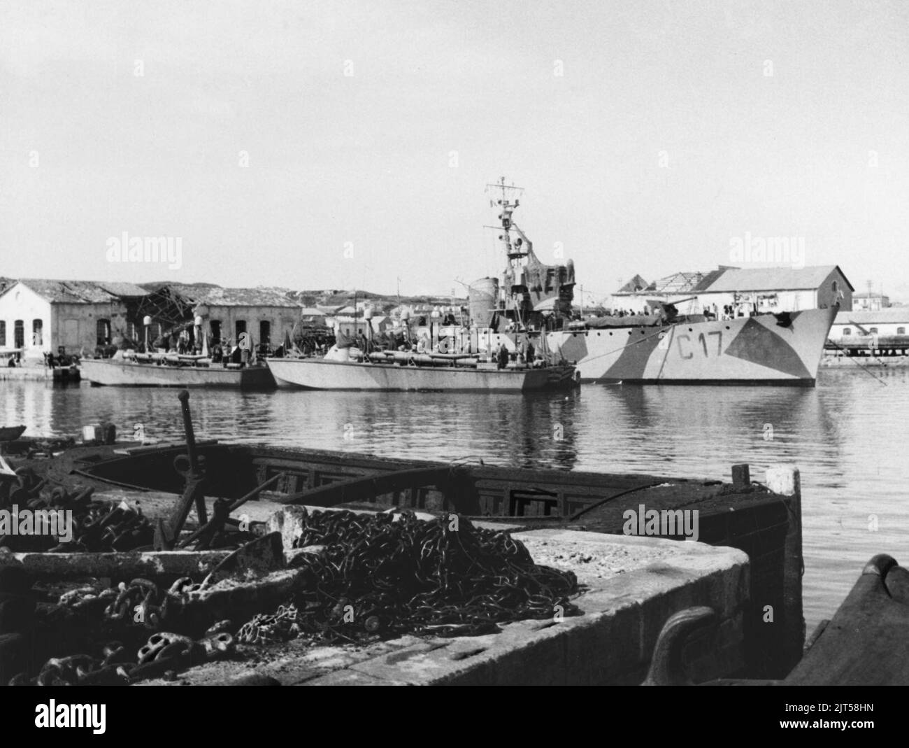 U.S. Navy PT boats at La Maddalena, Sardinia (Italy), with the Italian ...