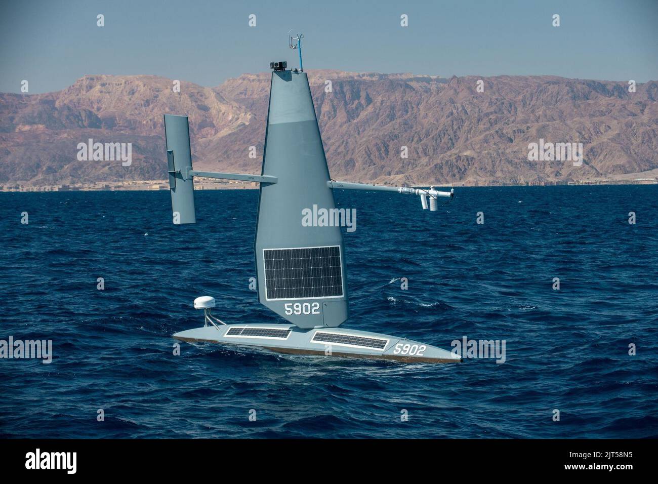 U.S. Navy Saildrone Explorer unmanned surface vessel sails in the Gulf ...