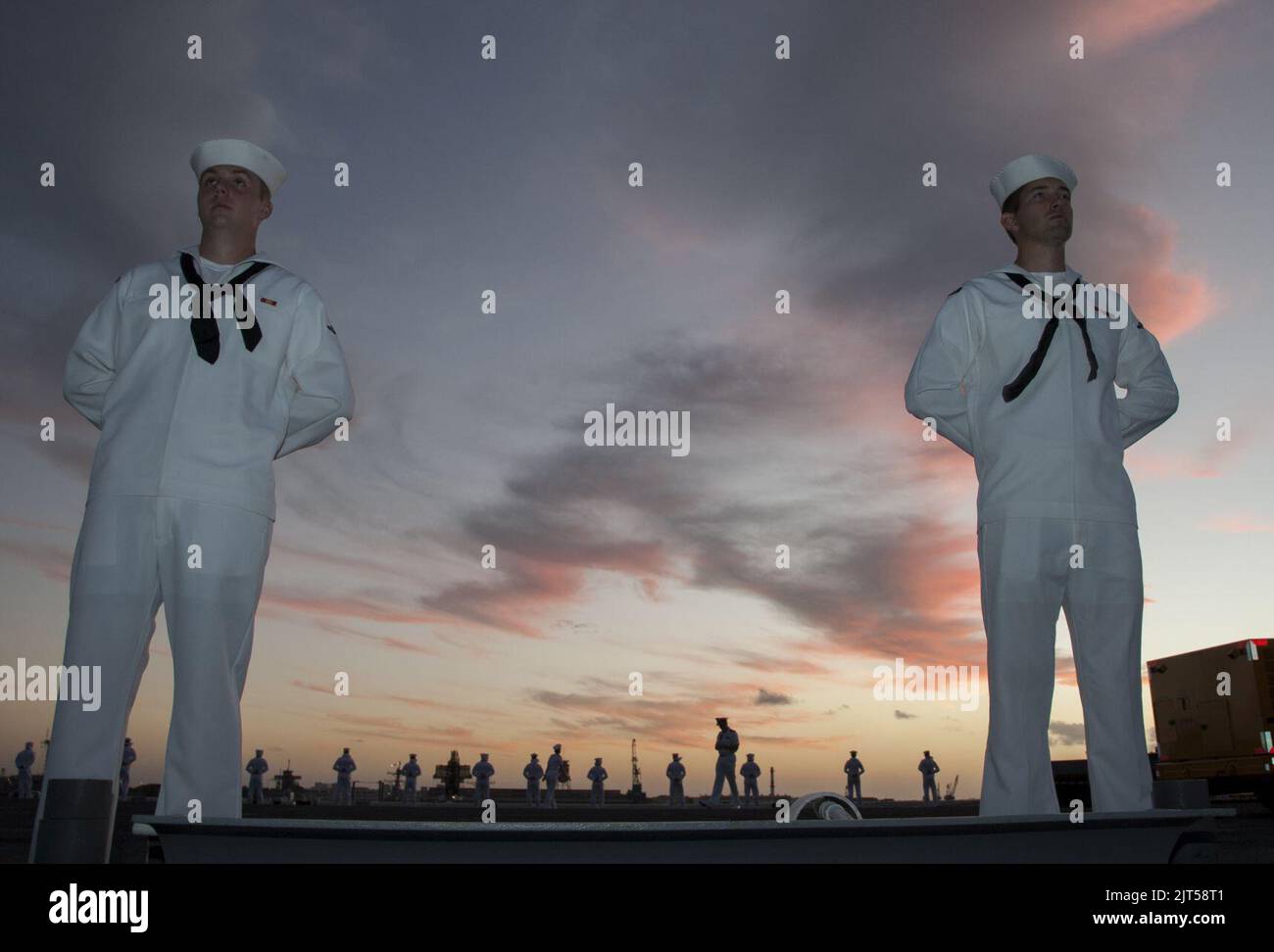 U.S. Navy Sailors man the rails pulling into Pearl Harbor. (39440253332 ...