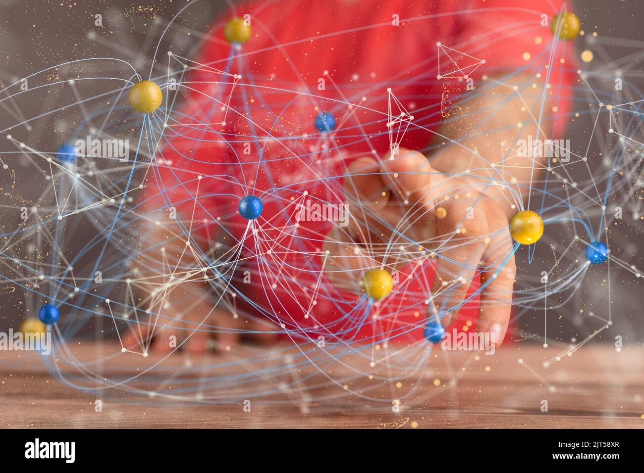 A 3D rendered neural network hovering in man's hand Stock Photo - Alamy