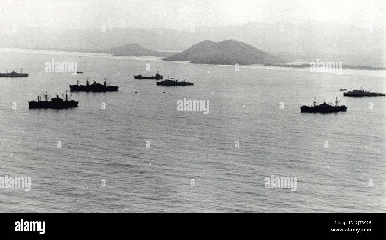 U.S. Navy ships off Vietnam during Operation Double Eagle, in February ...