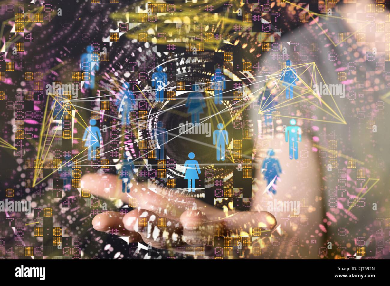A 3D rendered global network hovering in man's hand Stock Photo - Alamy