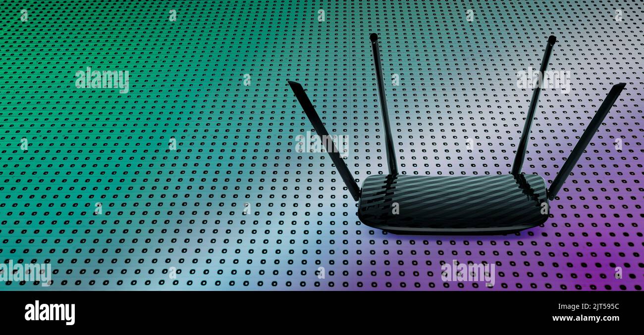 Modern Wi-Fi router for 5G on abstract led screen, texture background ...
