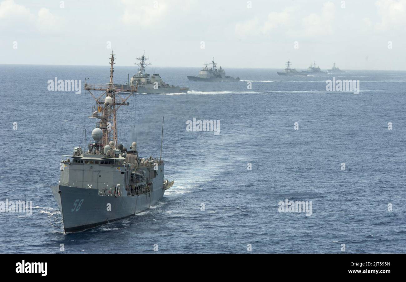 U.S. Navy ships with Destroyer Squadron (DESRON) 26 maneuver into ...