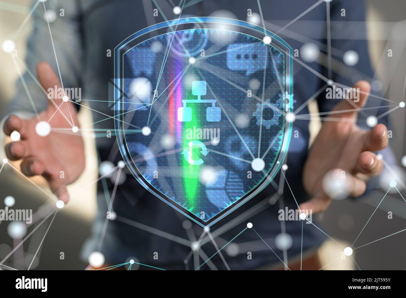 A 3D rendered paragraph section sign hovering in man's hand Stock Photo ...