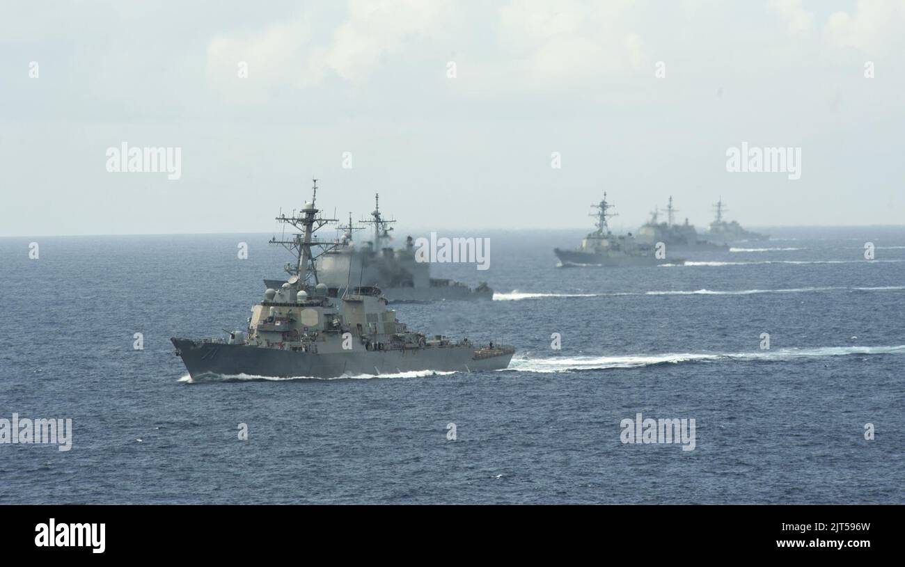 U.S. Navy ships with Destroyer Squadron (DESRON) 26 maneuver into ...