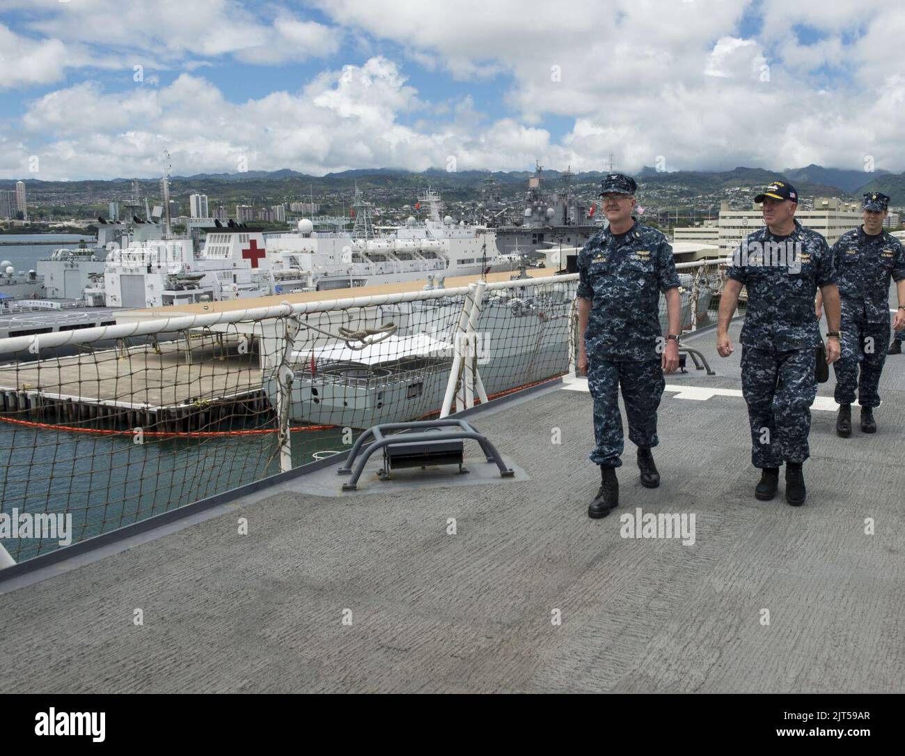 U.S. Navy Vice Adm. Matthew L. Nathan, right, the surgeon general of ...