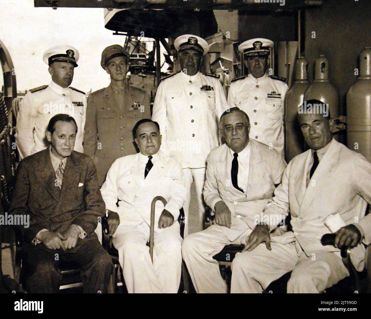 U.S. President Roosevelt and Brazilian President Getulio Vargas aboard ...
