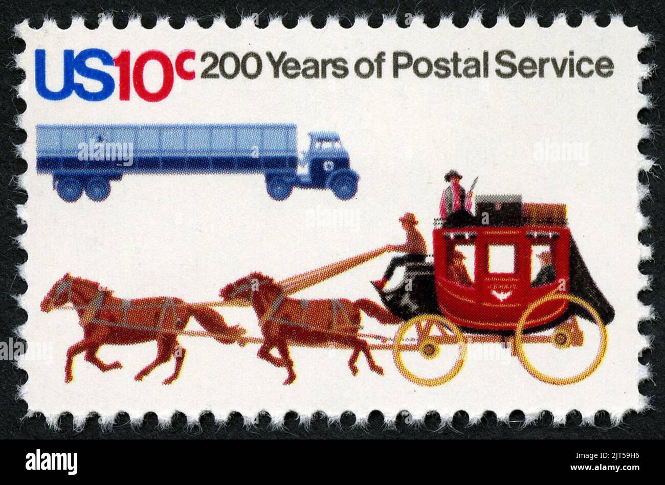 U.S. Postal Service Bicentennial Stagecoach and Trailer Truck 10c 1975 ...