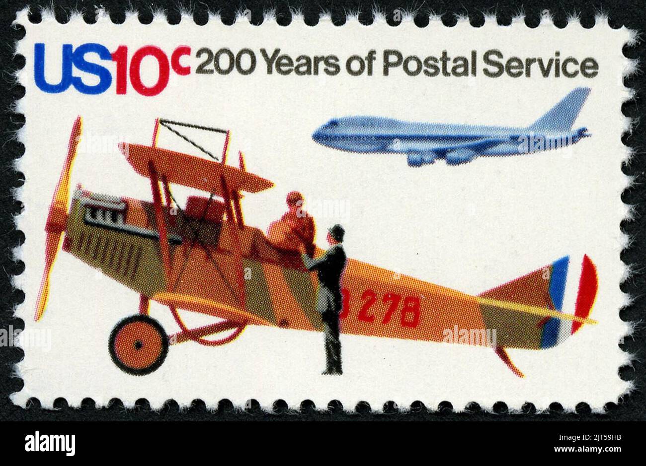 U.S. Postal Service Bicentennial Early Mail Plane and Jet 10c 1975 ...