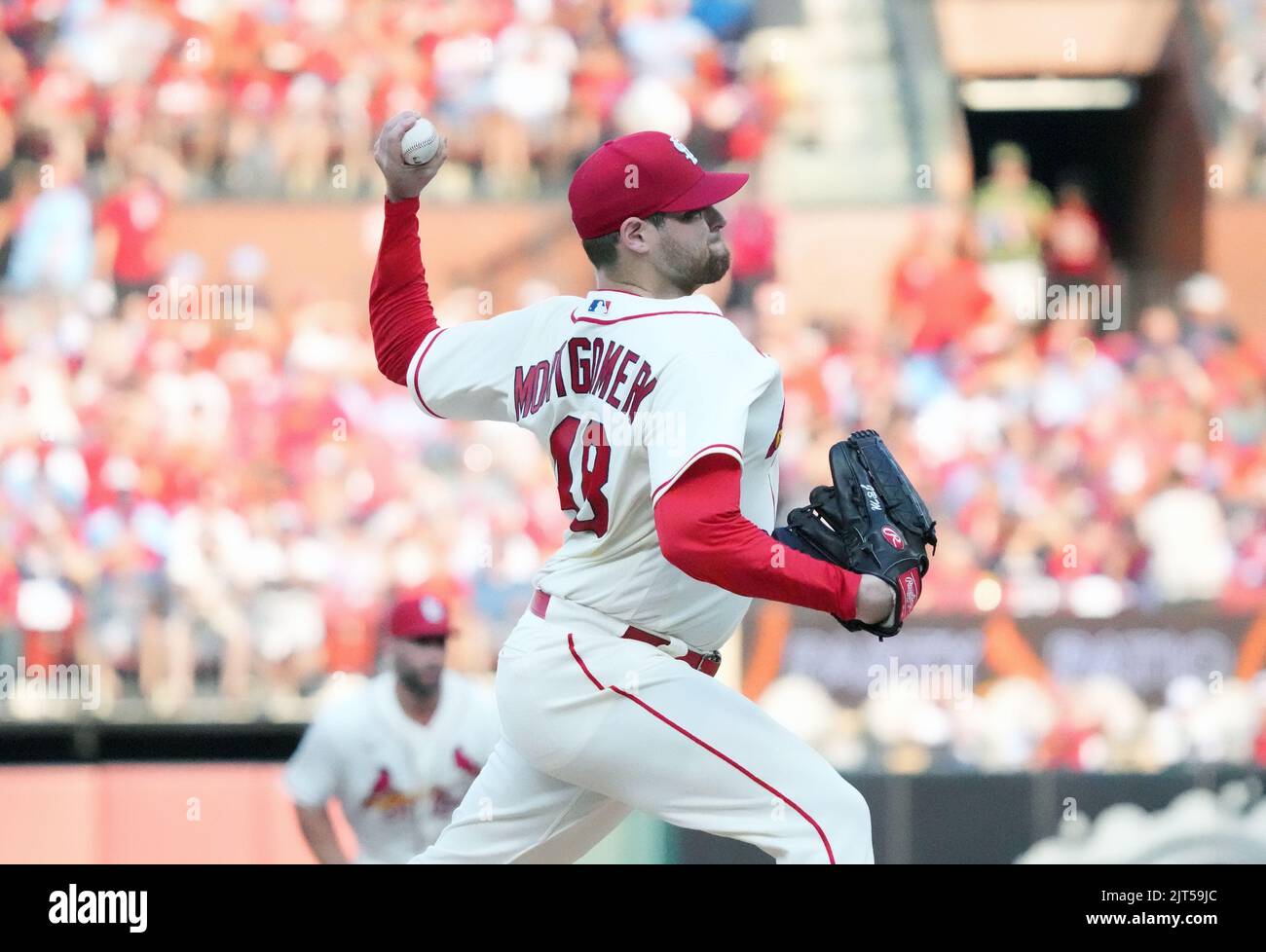 St. Louis Cardinals starting pitcher Jordan Montgomery delivers a pitch ...