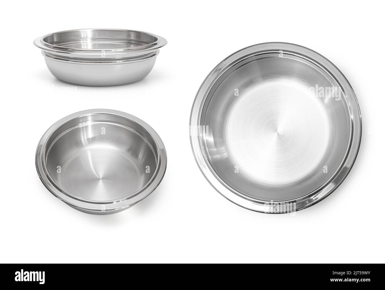 Set of Empty steel bowl, isolated on white background Stock Photo - Alamy