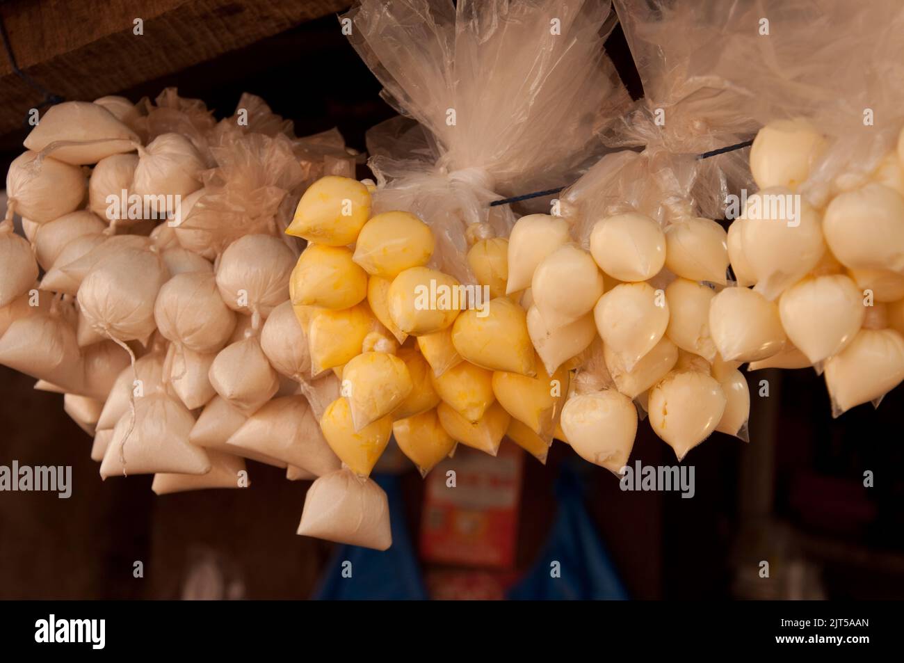 Small sacks of sugar, butter and mayonnaise, Grocery store, Zorzor Town ...