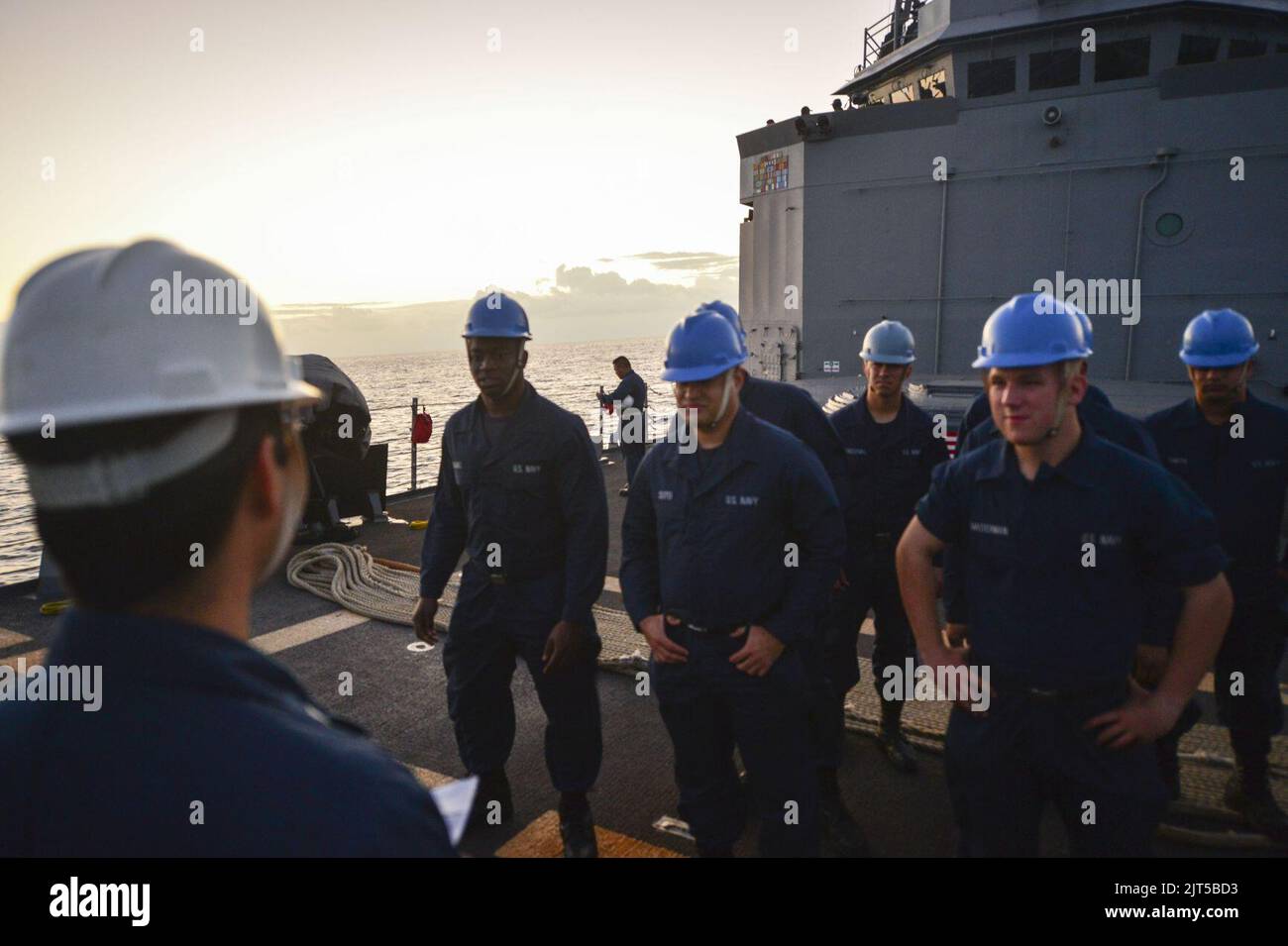 U.S. Sailors aboard the guided missile frigate USS Halyburton (FFG 40 ...