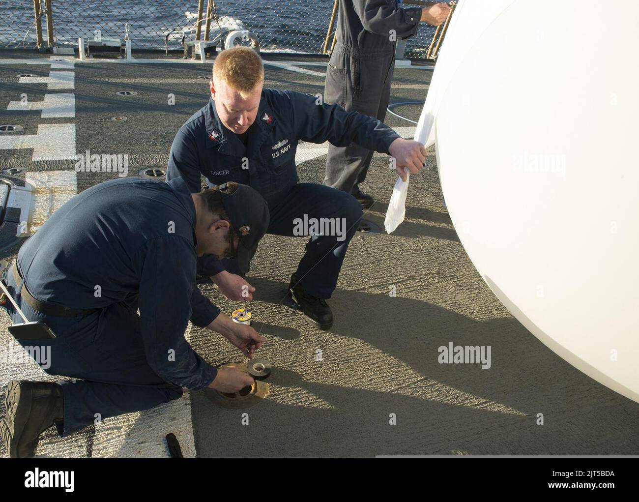 U.S. Sailors aboard the guided missile destroyer USS Donald Cook (DDG ...